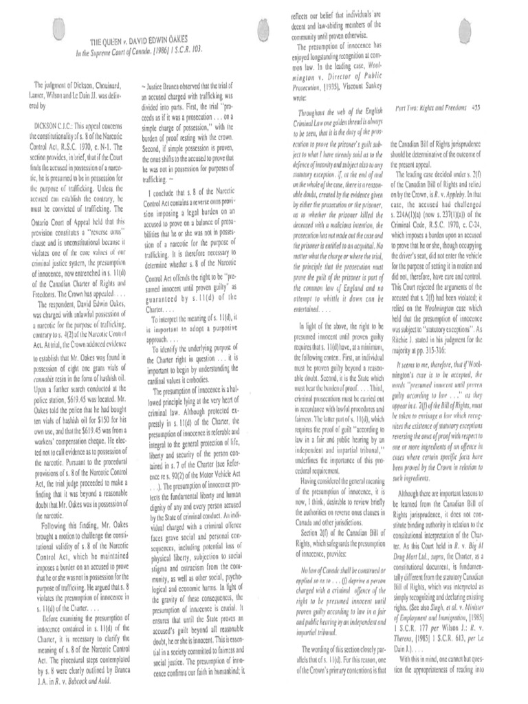 Ch. 5 R. v. Oakes | PDF