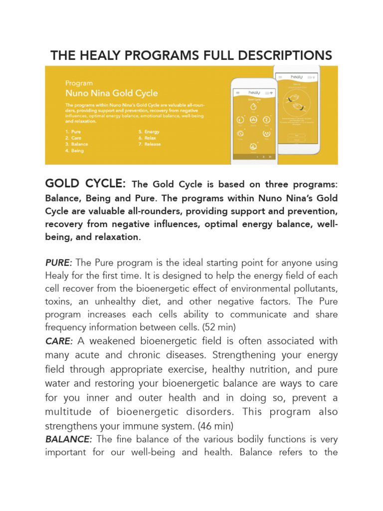Healy Programs Overview and Benefits | PDF | Human Body | Circulatory ...