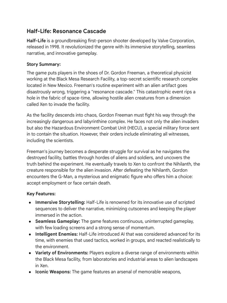 Half-Life_ Resonance Cascade | PDF | Gaming | Video Games