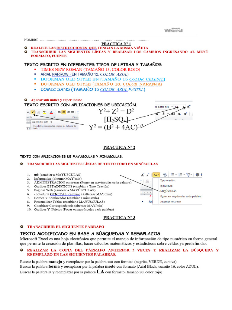 Practica de Word - Parte 1 | PDF