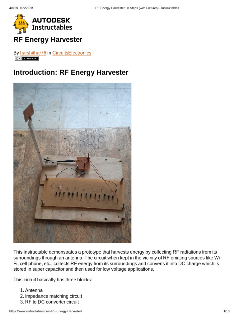 RF Energy Harvester _ 8 Steps (with Pictures) - Instructables | PDF ...