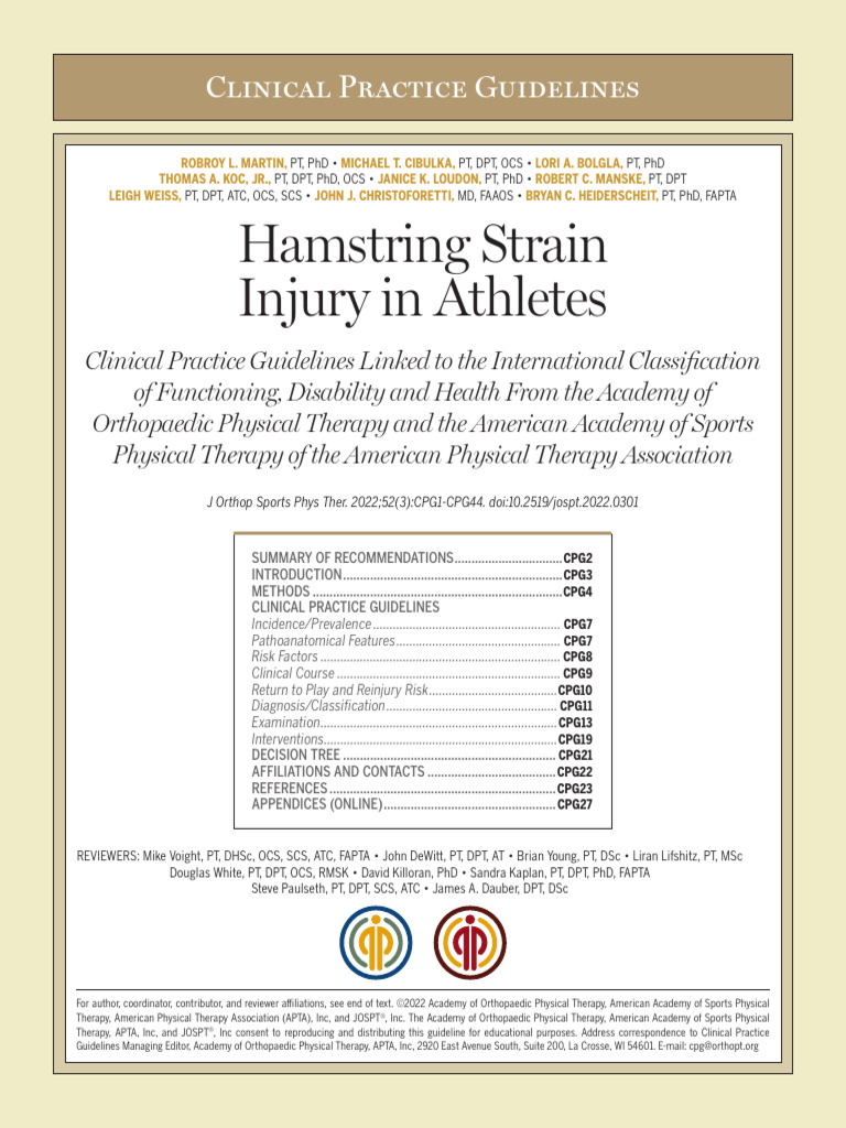 Hamstring Strain Guidelines for Athletes | PDF | Physical Therapy ...