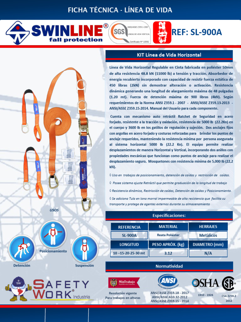 Ficha Técnica Línea Horizontal SwinLine 900A 10,15,20 y 30 Mts | PDF