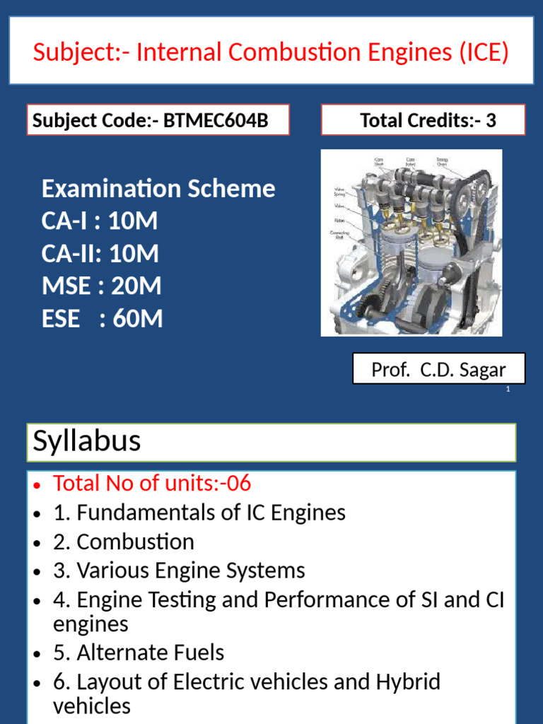 Ic Engine First 3 Units Ppt | PDF | Carburetor | Internal Combustion Engine