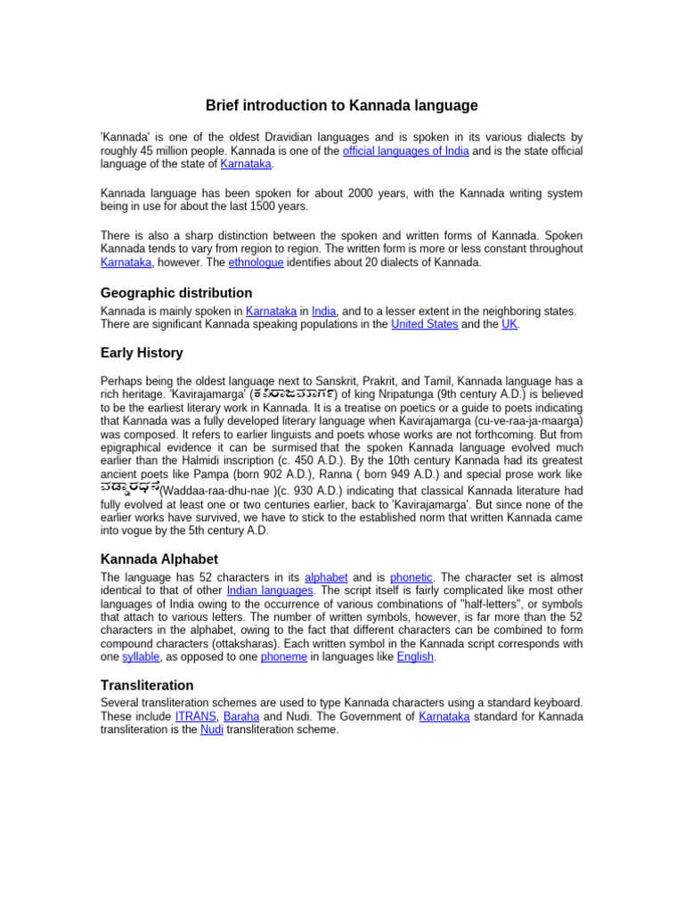 Kannada Kali Session 1 - Handout 2 | PDF | Languages Of Asia | Languages Of India