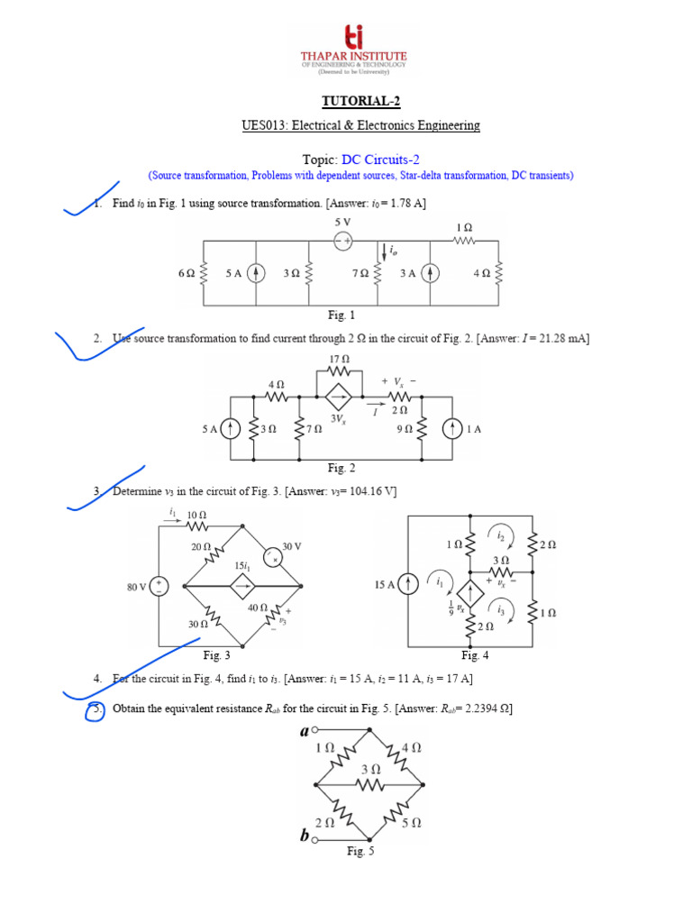 Tutorial_2 (DC Circuits-2) | PDF