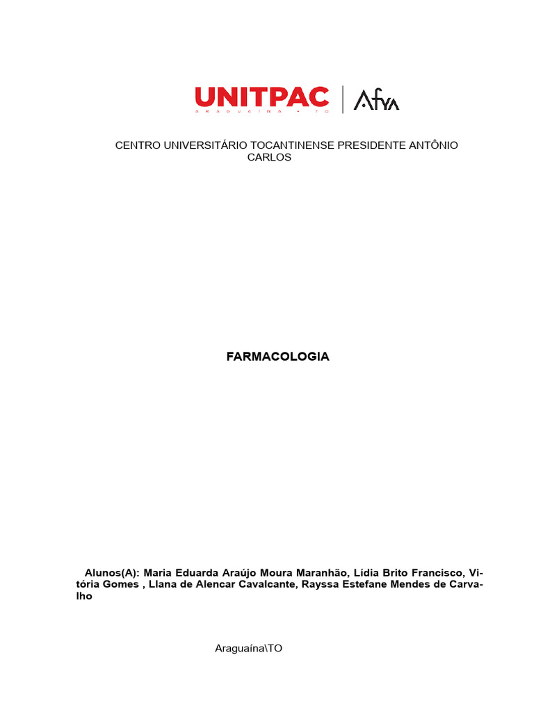 Unitpac Relatório Farmaco 2 | PDF | Aspirina | Farmacocinética