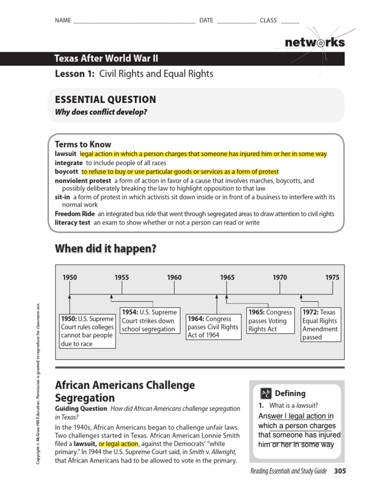 Lesson 1: Civil Rights and Equal Rights: Texas After World War II | PDF ...