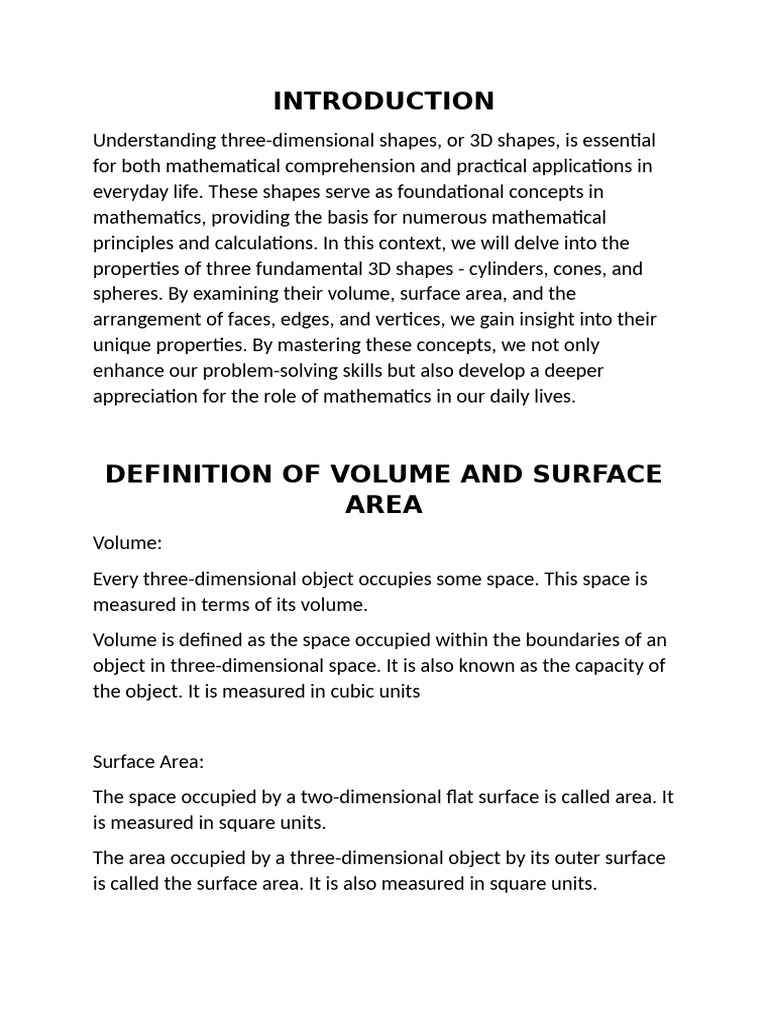 Volume and Surface Area | PDF | Area | Sphere