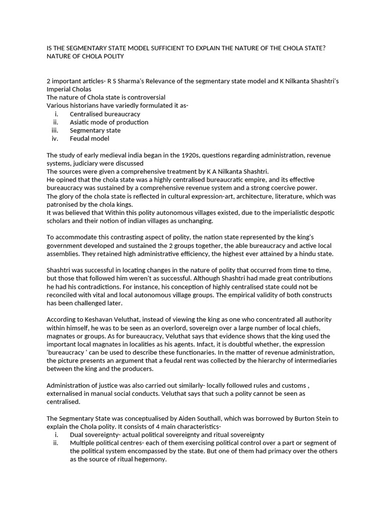 Is The Segmentary State Model Sufficient To Explain The Nature of The ...