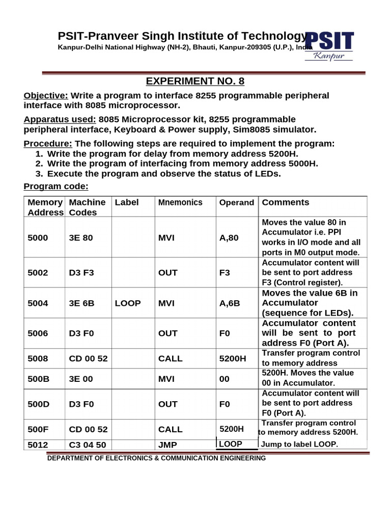 Interfacing of 8255 With 8085 | PDF | Digital Electronics | Computer ...