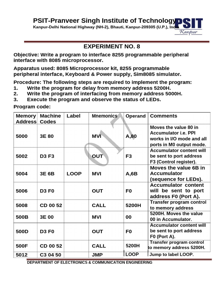 Interfacing of 8255 With 8085 | PDF | Central Processing Unit | Office Equipment