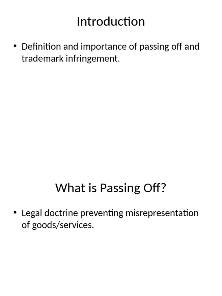 Passing Off vs. Trademark Infringement | PDF | Trademark | Copyright