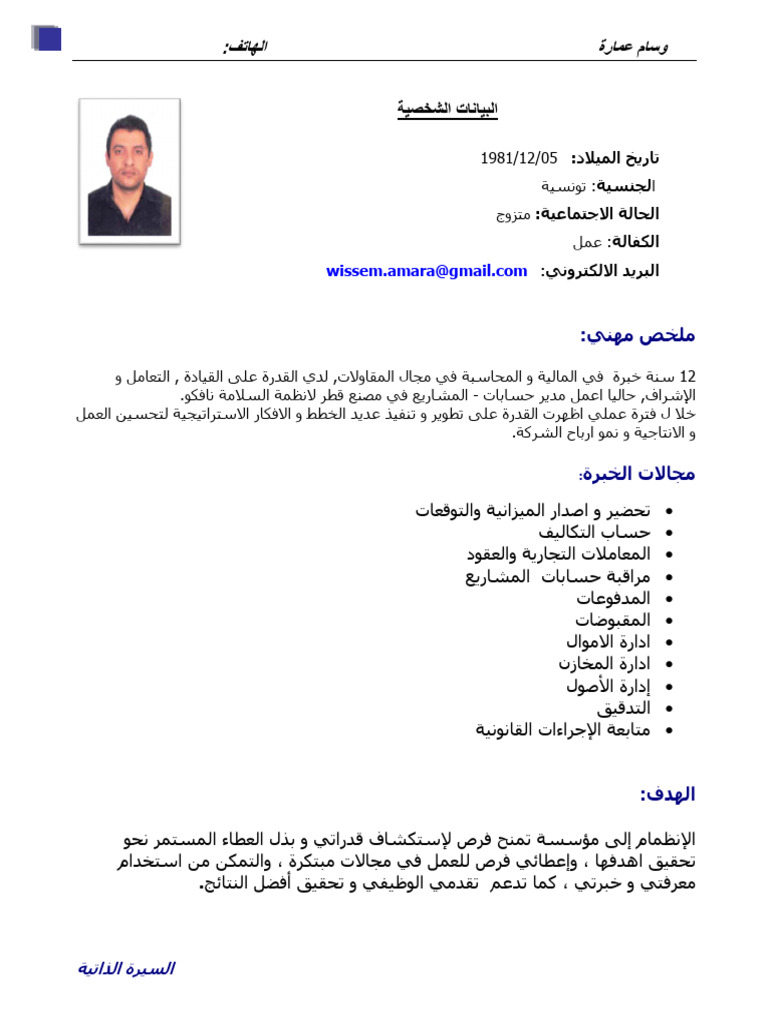 Wissam CV Arabic | PDF