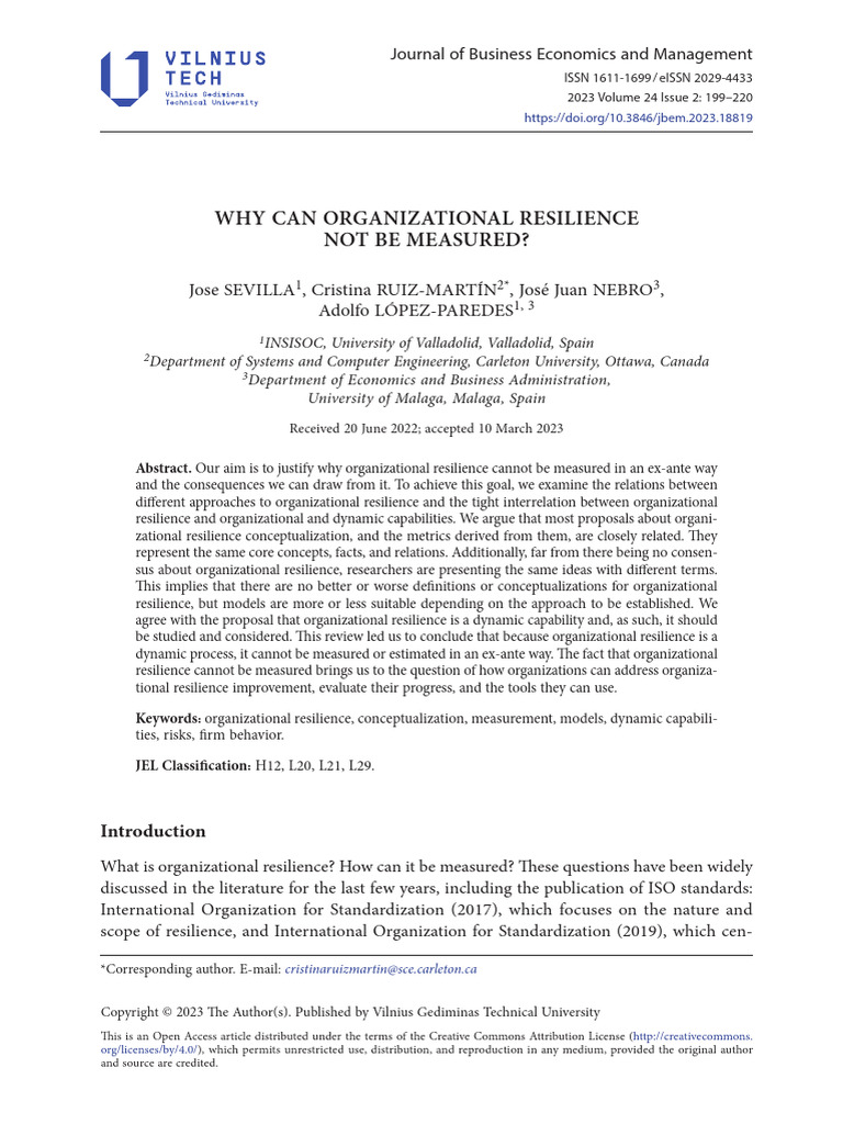 Why can organizational Resilience not be measured | PDF | Psychological Resilience | Ecological ...