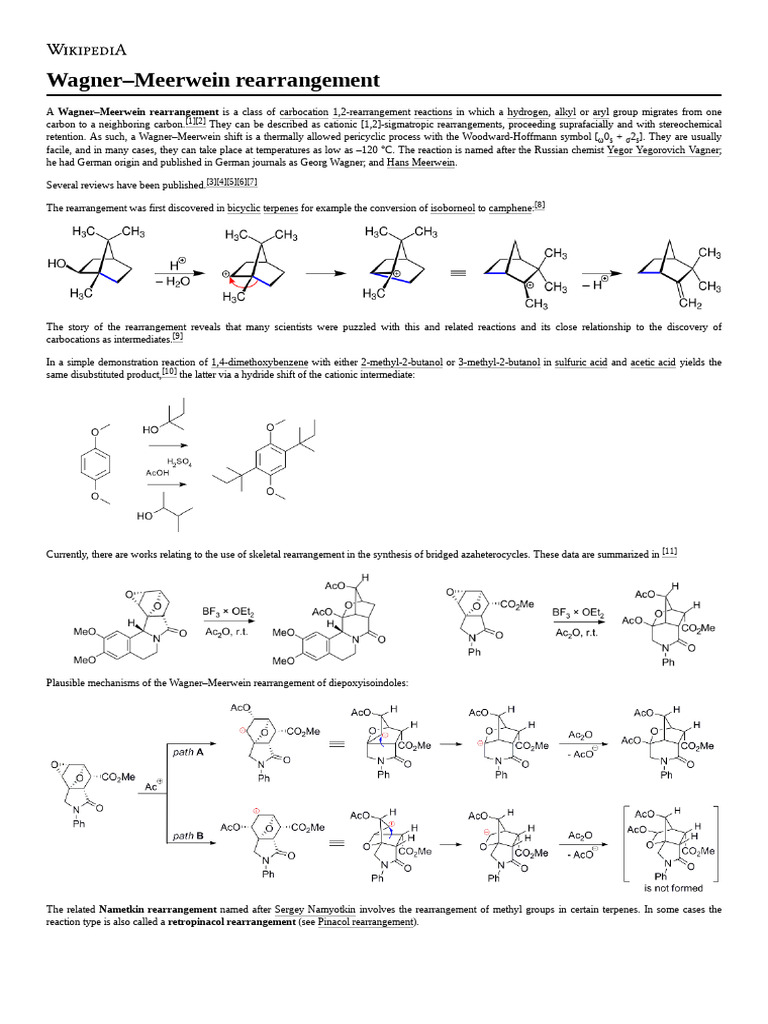 Wagner-Meerwein Rearrangement | PDF | Chemical Reactions | Organic Chemistry