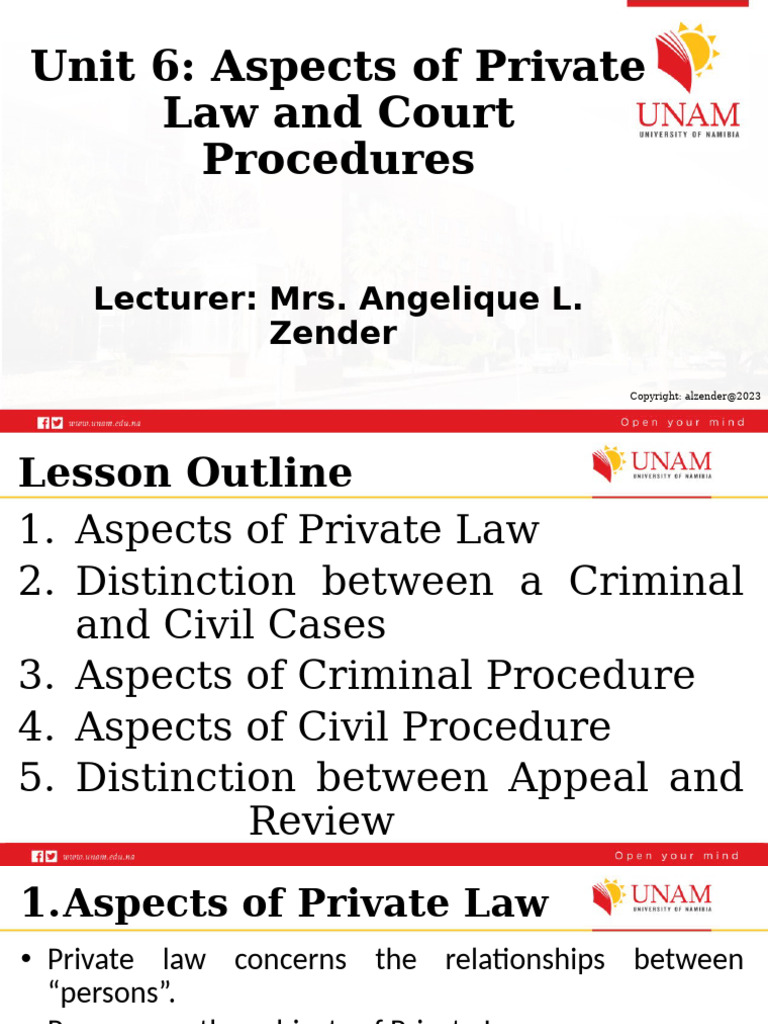 Private Law and Court Procedures Overview | PDF | Burden Of Proof (Law ...