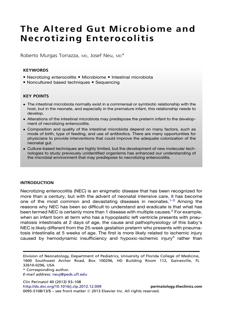 The Altered Gut Microbiome and Necrotizing Enteroc | PDF | Microbiota ...