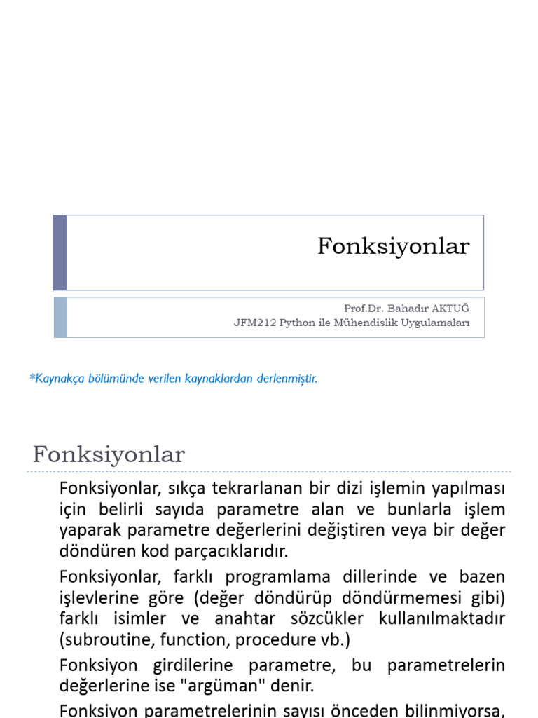 JFM212 09 Fonksiyonlar | PDF