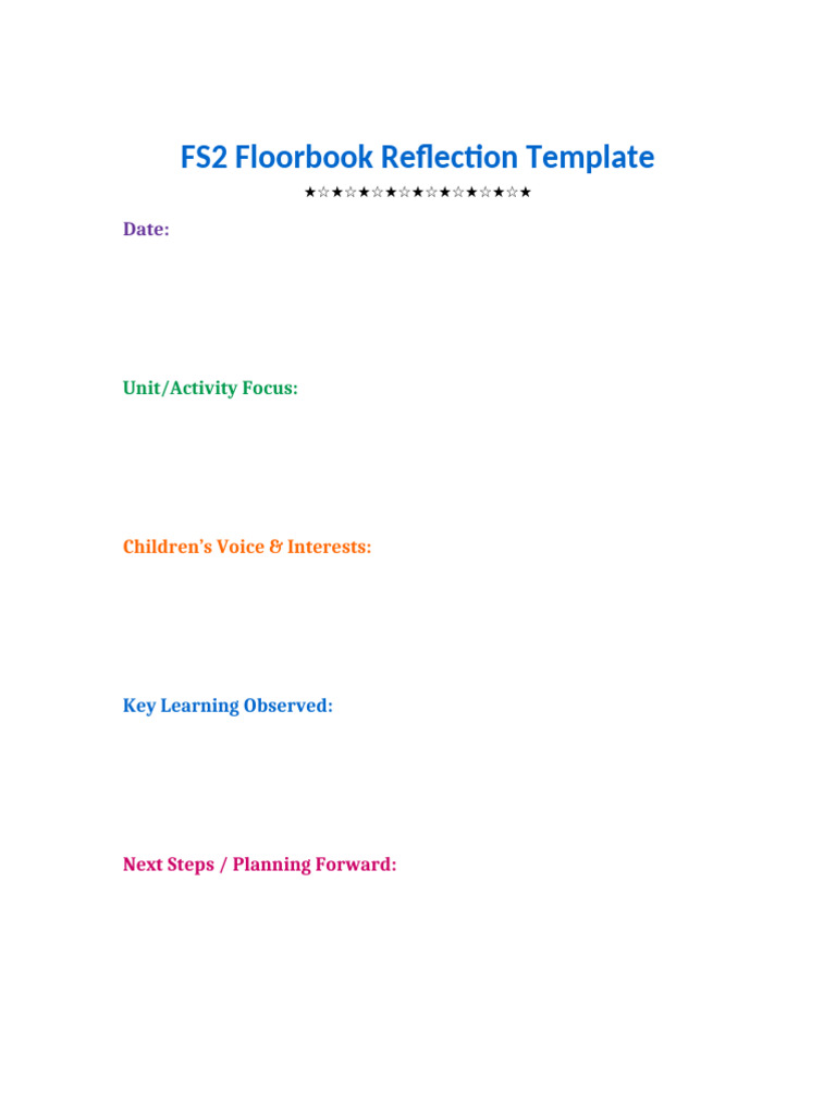Styled FS2 Floorbook Reflection Template | PDF