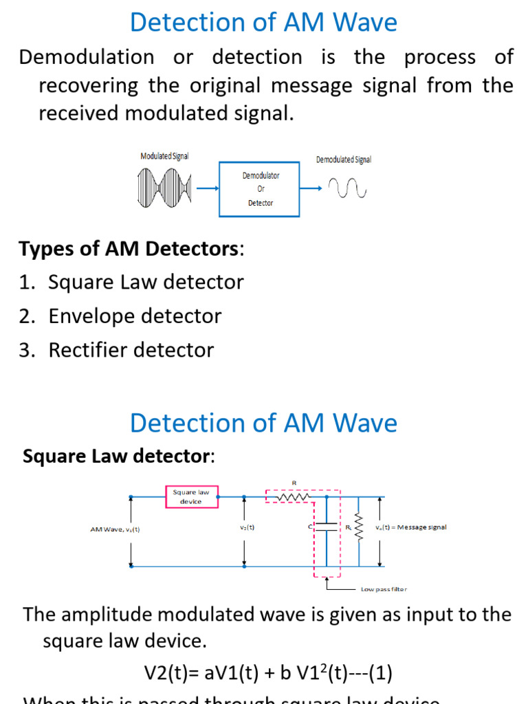 AM Demodulation Techniques Explained | PDF | Detector (Radio ...