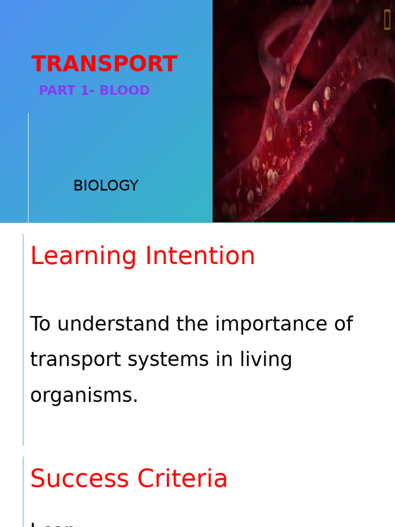 Transport, Circulation Biology (Autosaved) | PDF | White Blood Cell ...