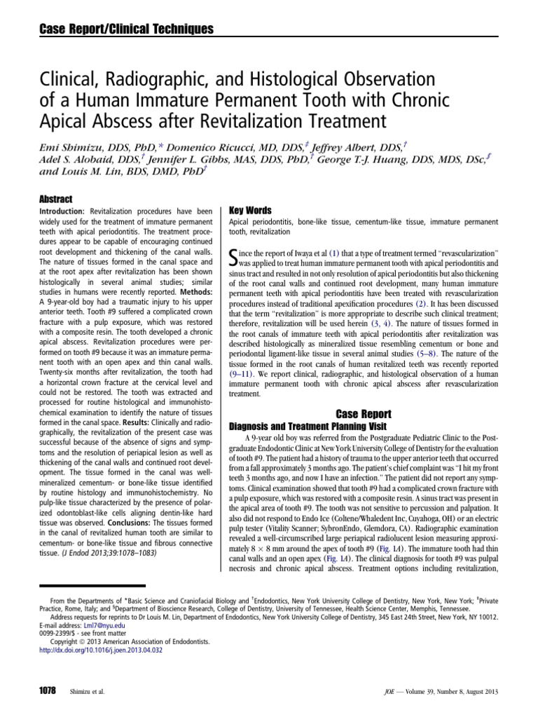 Clinical, Radiographic, and Histological Observation of A Human ...