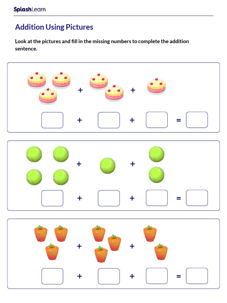 Addition Sentences Using Pictures | PDF
