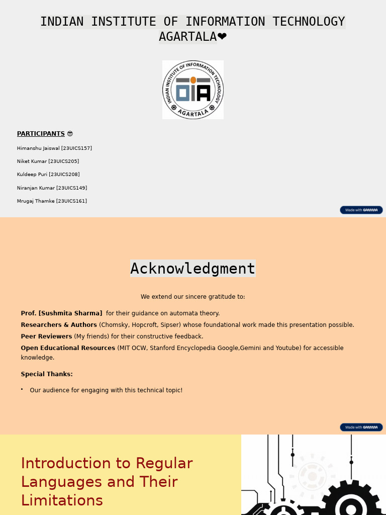 Indian Institute of Information Technology Agartala | PDF | Automata ...