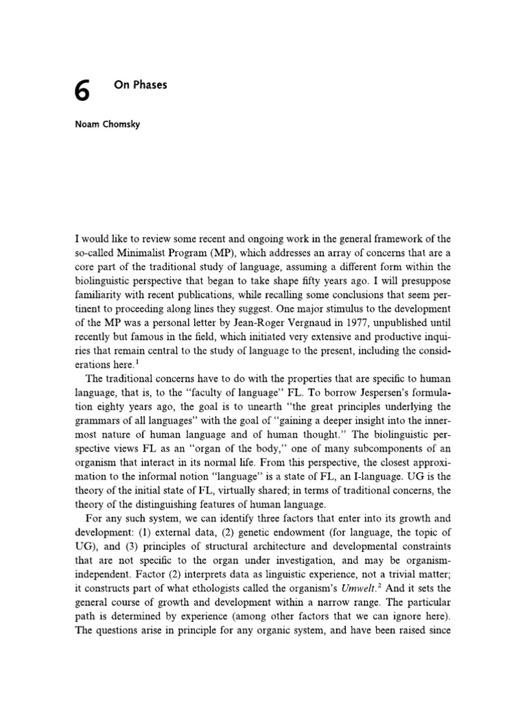 Chap6 On Phases Chomsky 2008 | PDF