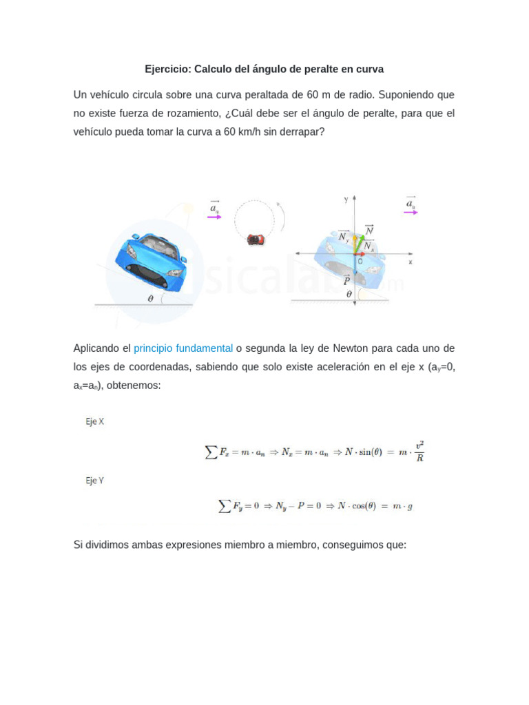 Cálculo del ángulo de peralte en curvas | PDF