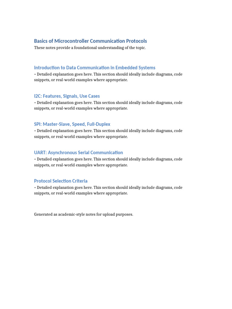 Basics of Microcontroller Communication Protocols | PDF