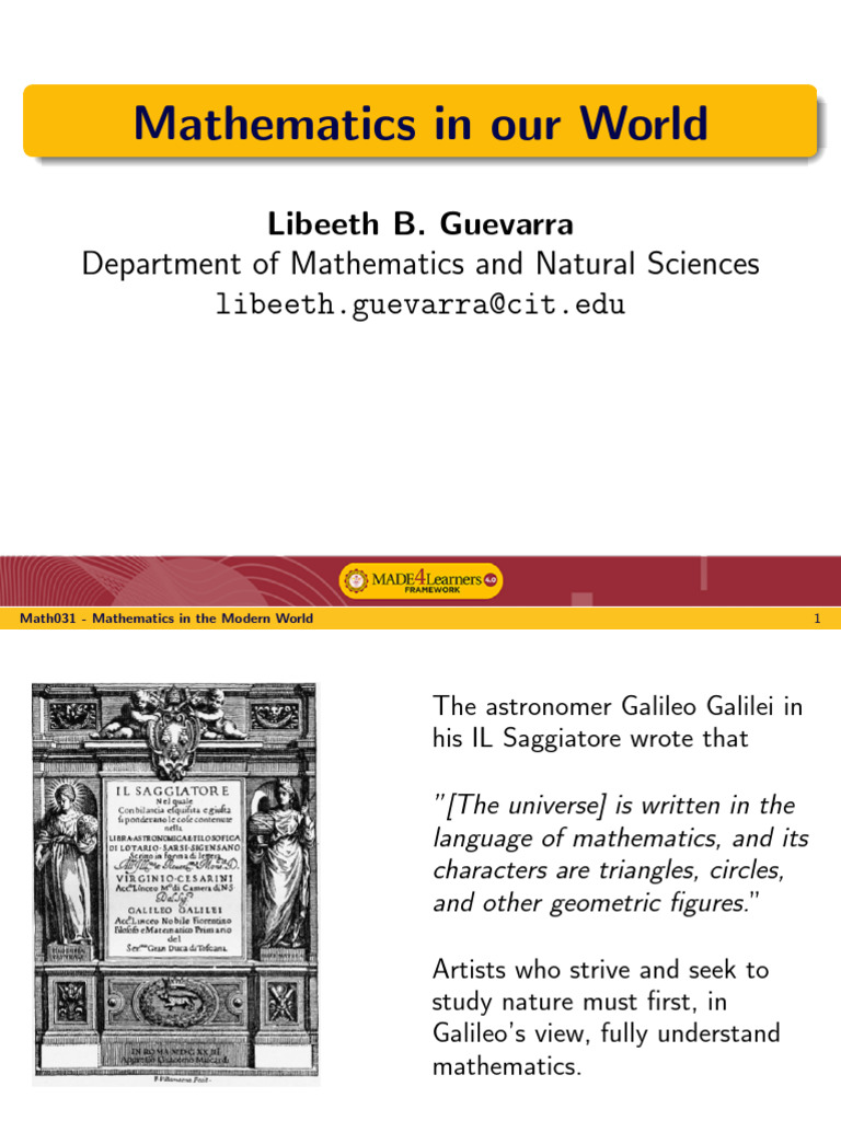 1 Math in Our World-Merged | PDF | If And Only If | Boolean Algebra