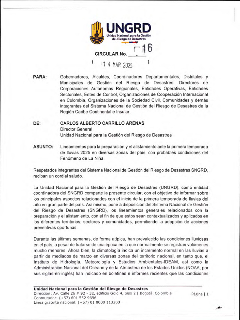 Circular 016 de 14 de Marzo de 2025 | PDF | Riesgo | Colombia