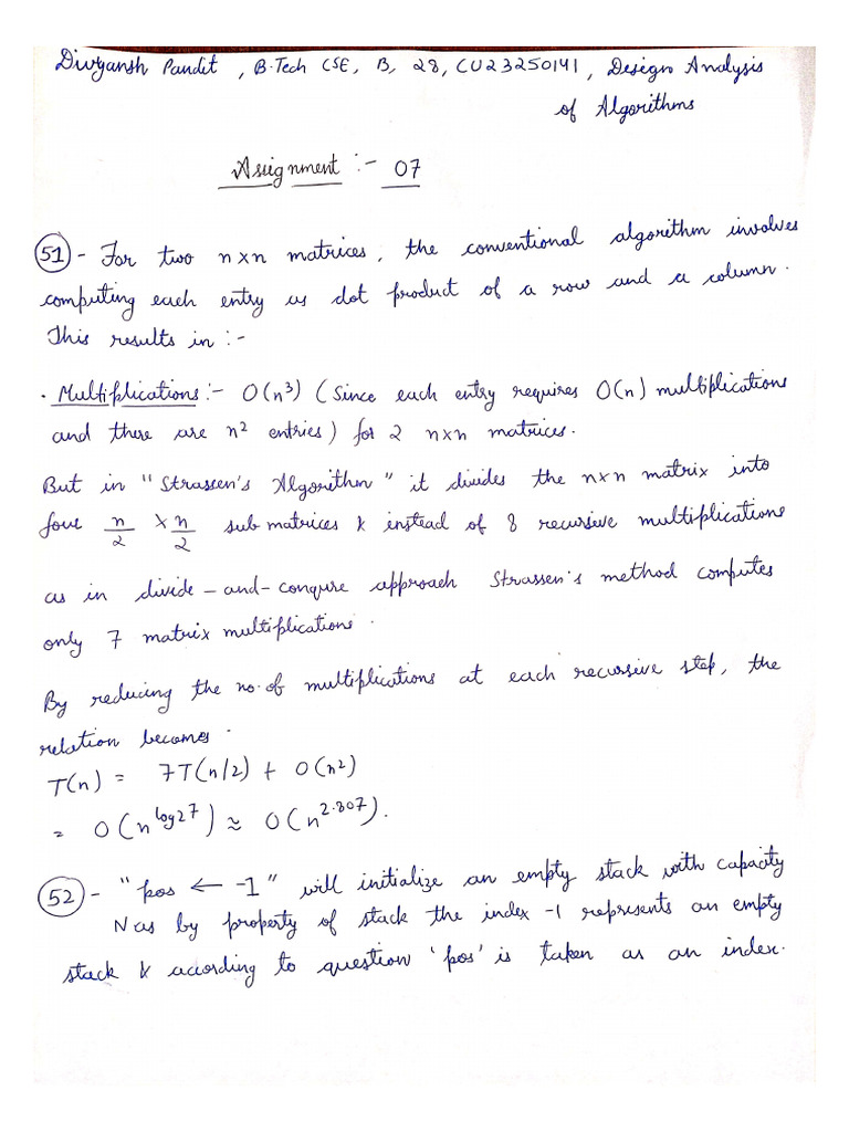 Daa Assignment 7 | PDF