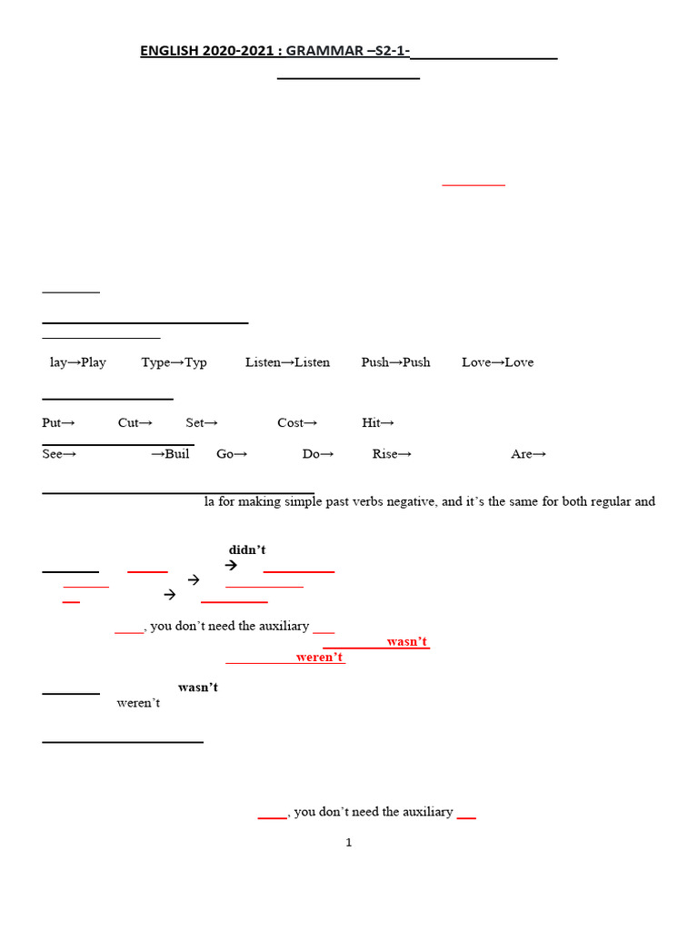 Grammar-S2-1 - Simple Past Tense Fin-Converti | PDF | Verb ...