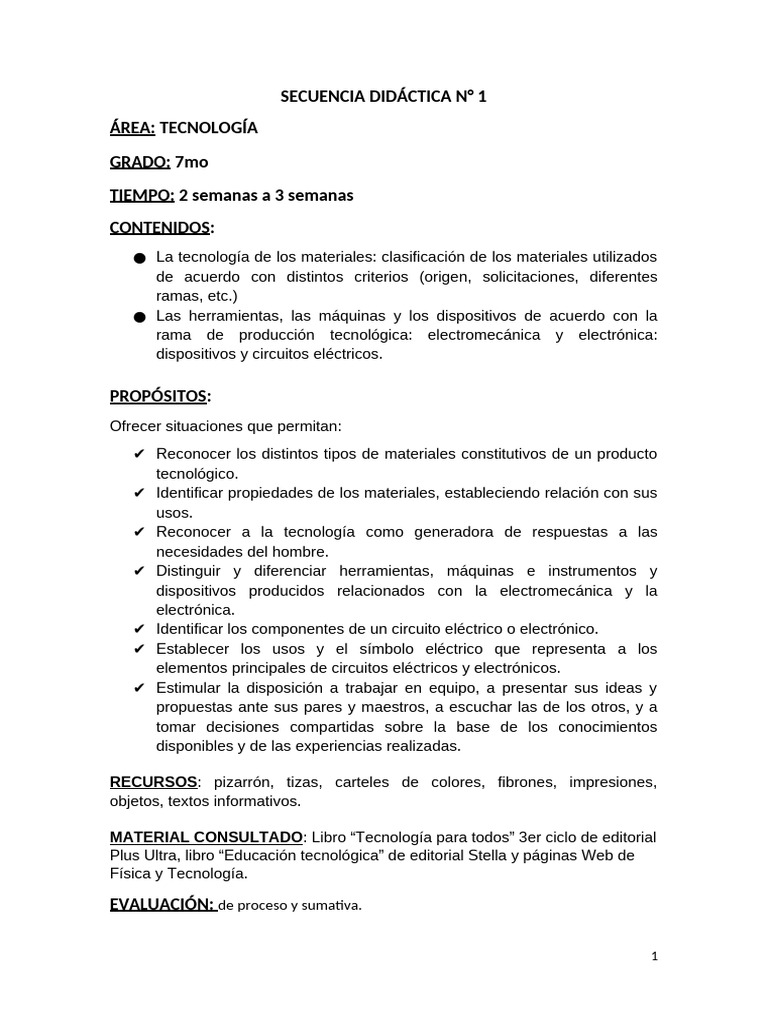 Secuencia de Tecnol 7mo Grado Seno Lore Olmos | PDF | Bienes ...