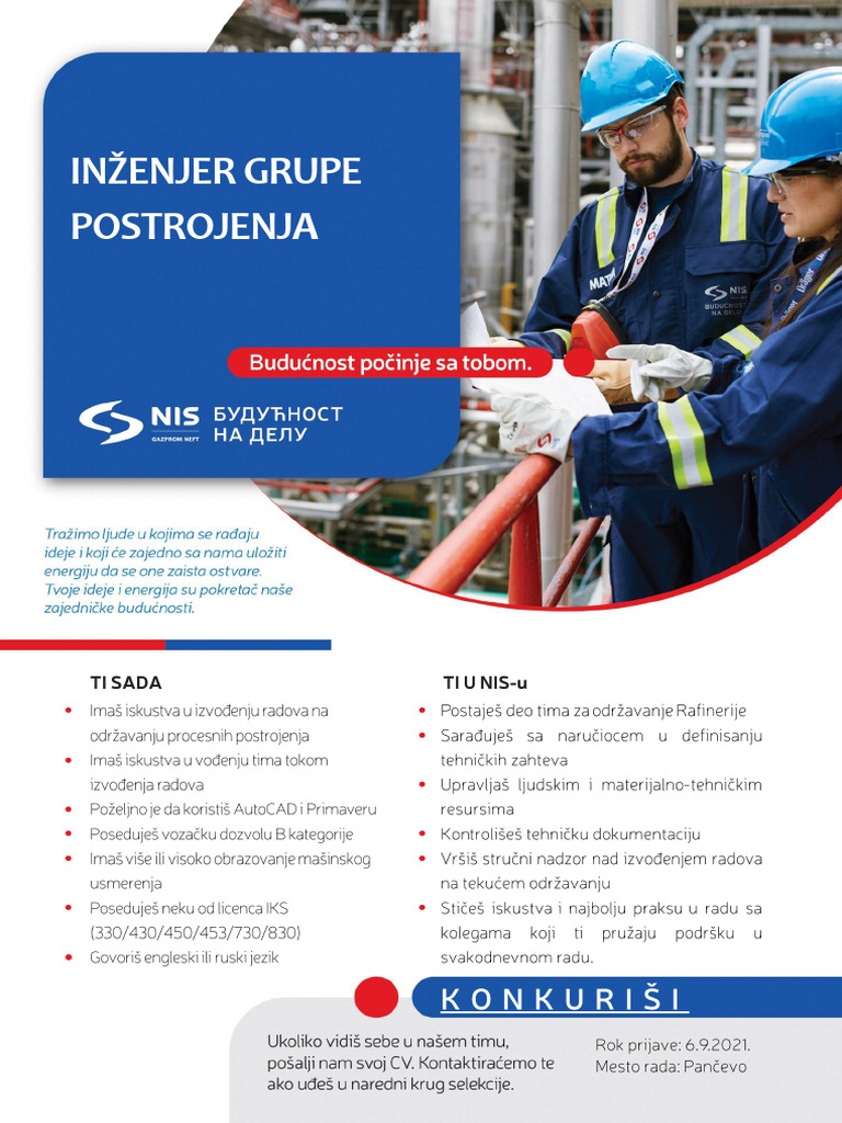 2676-TBKH-Inženjer Grupe Postrojenja | PDF