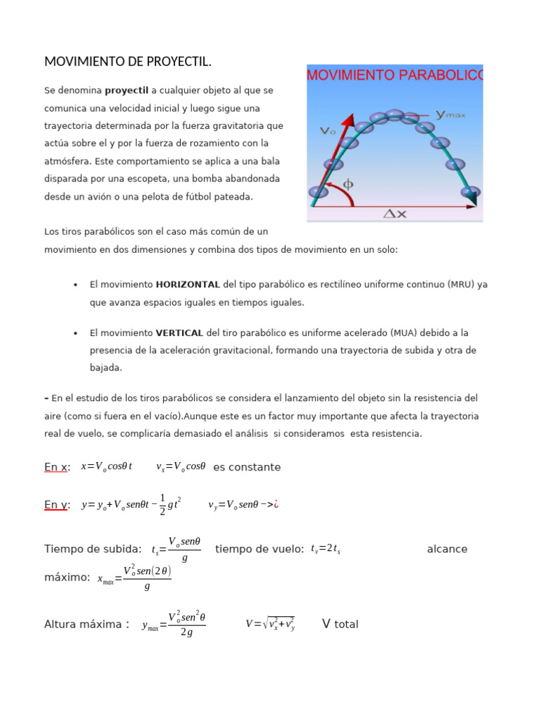 MOVIMIENTO DE PROYECTIL[1] | PDF | Mecánica | Física