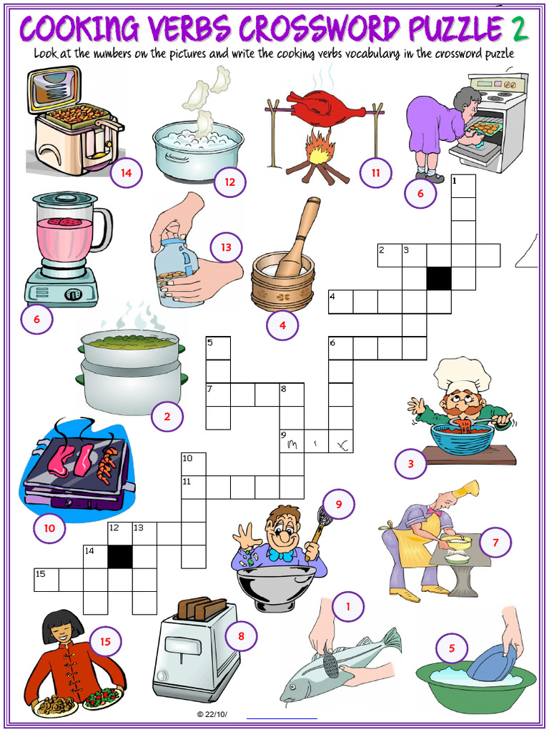 Look at The Numbers On The Pictures and Write The Cooking Verbs ...