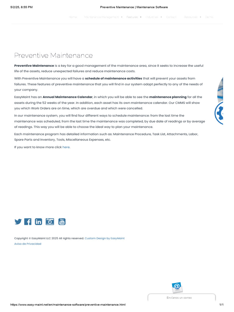 Preventive Maintenance - Maintenance Software | PDF