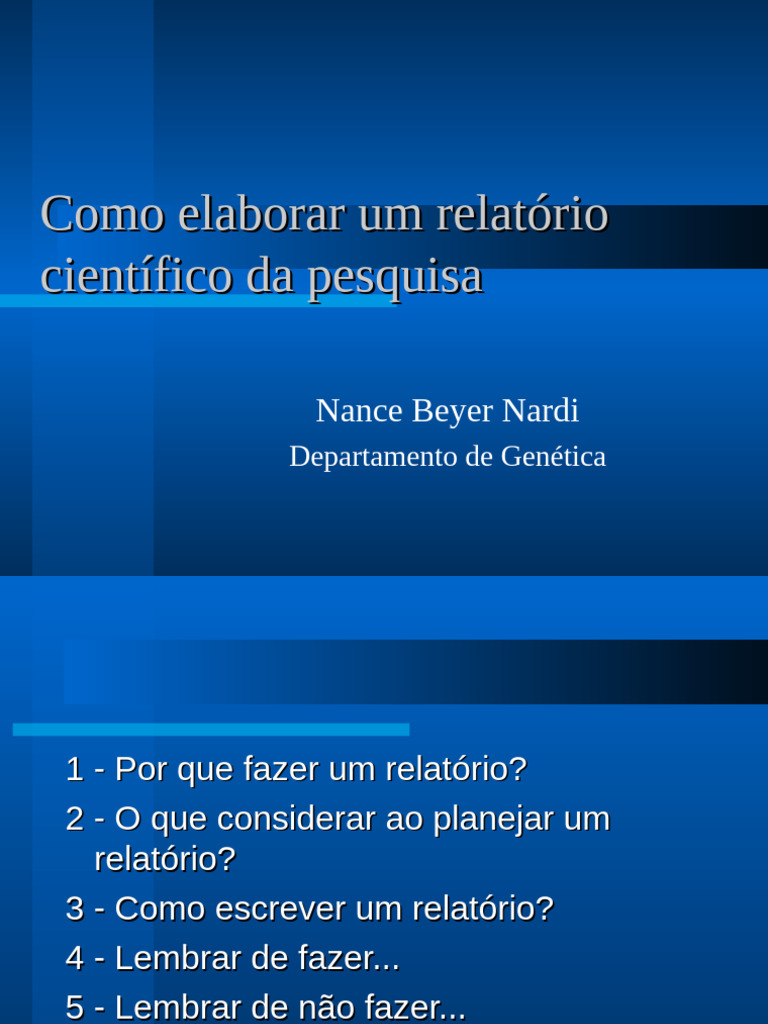 Como Elaborar Um Relatorio | PDF | Science | Mestrado