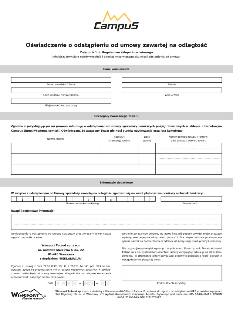 Oswiadczenie o Odstapieniu | PDF