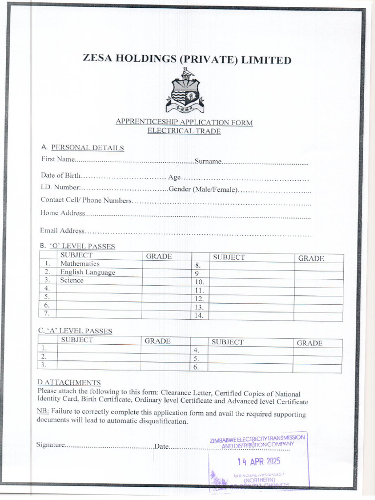 Apprenticeship Application Form | PDF