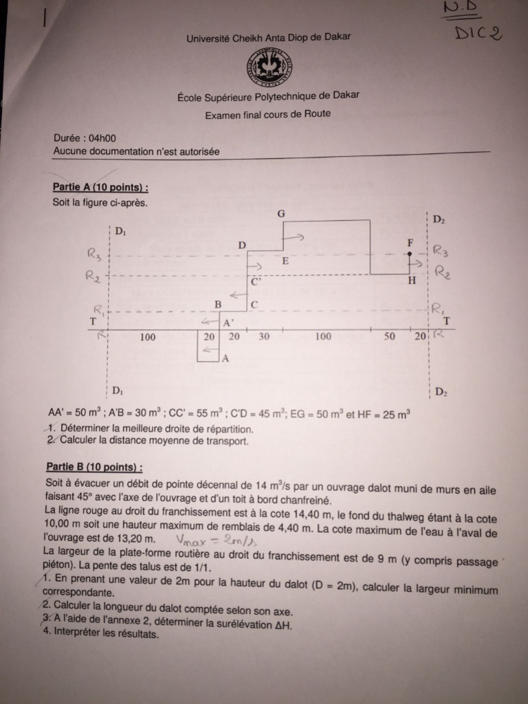 Examen Route DIC2 20182019 (Nour) | PDF