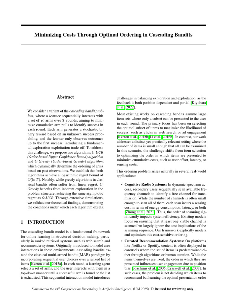 UAI 2025 Cascade Bandits | PDF | Mathematics | Applied Mathematics