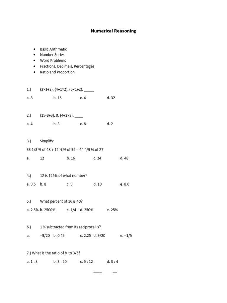 AFPSAT - Reviewers - (2) Numerical Reasoning | PDF | Odds | Percentage