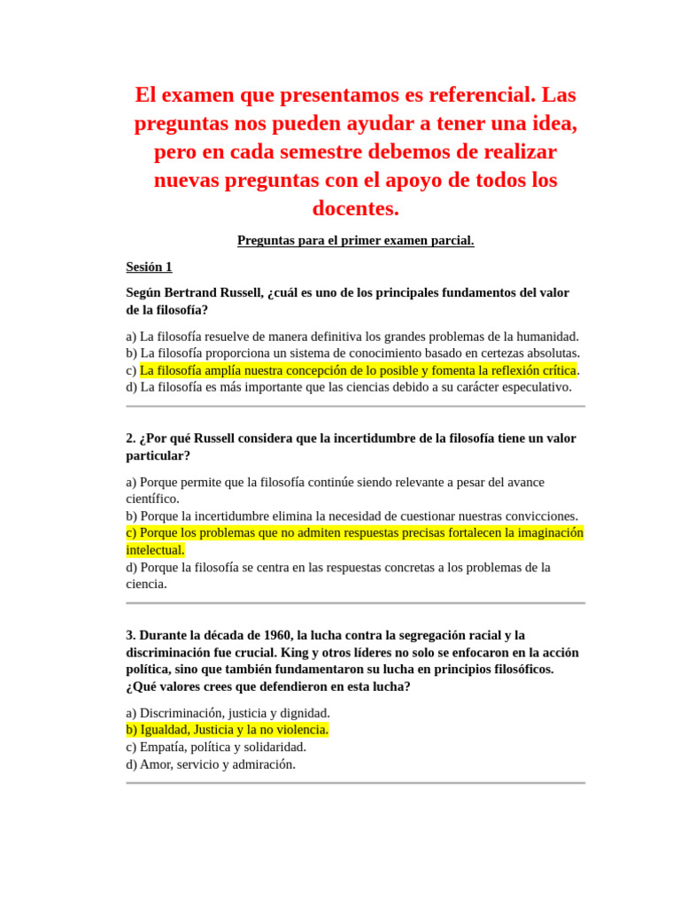 Preguntas para El Primer Examen Parcial | PDF | Conocimiento | Experiencia