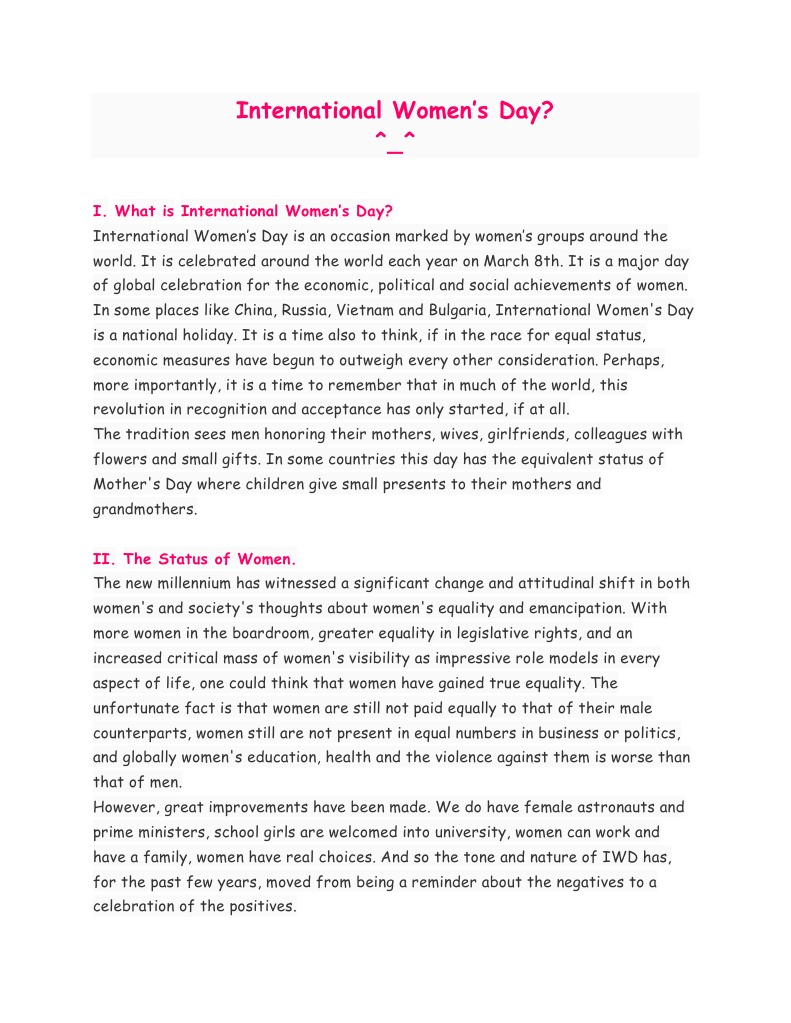 IWD celebration and meaning | PDF | Equality Rights | Gender Equality