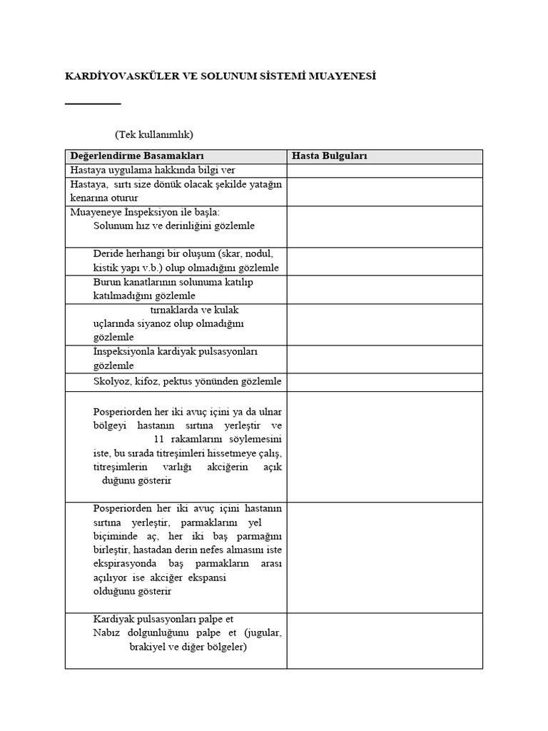 Fizik Muayene Degerlendirme Formu | PDF